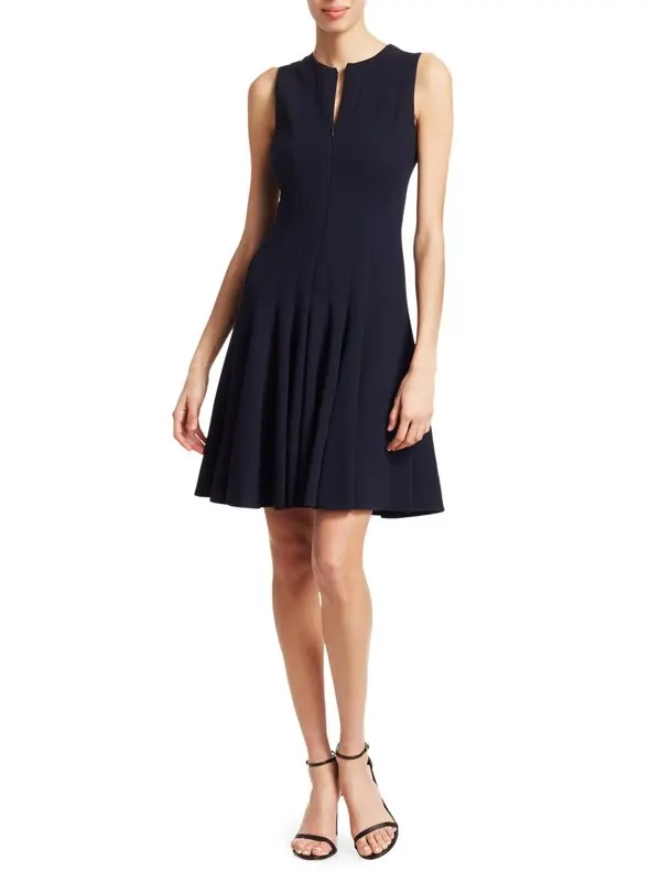 Akris Zipper-accented Wool Dress - Navy