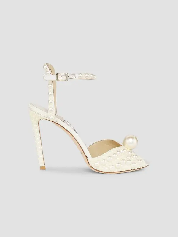 JIMMY CHOO Sacora 100mm Pearl-embellished Sandals