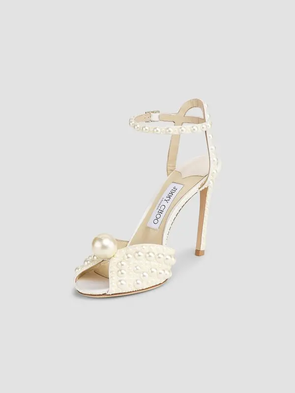 JIMMY CHOO Sacora 100mm Pearl-embellished Sandals