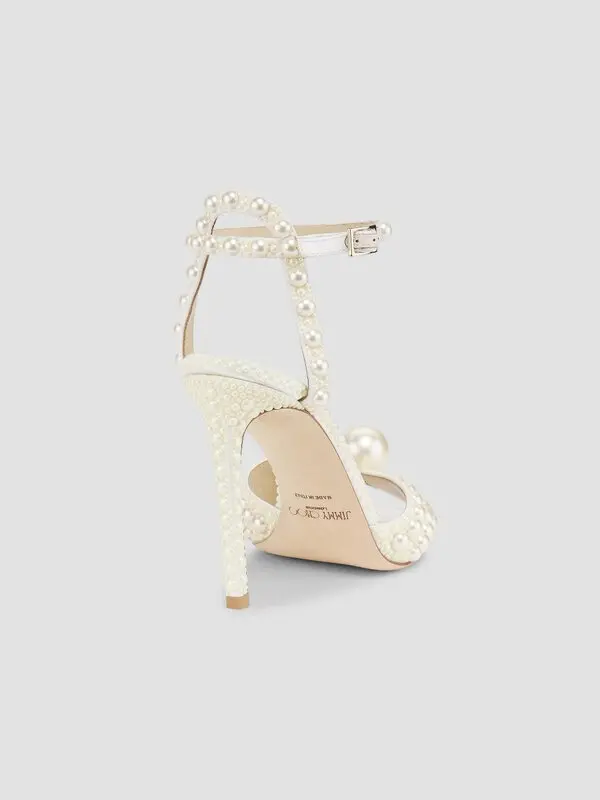 JIMMY CHOO Sacora 100mm Pearl-embellished Sandals