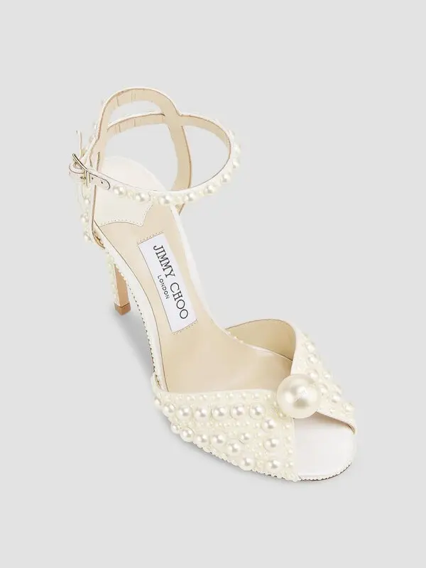 JIMMY CHOO Sacora 100mm Pearl-embellished Sandals