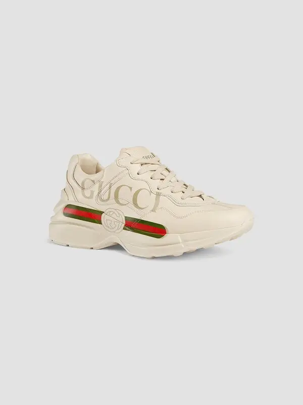Gucci Rhyton Logo Leather Sneaker - Ivory