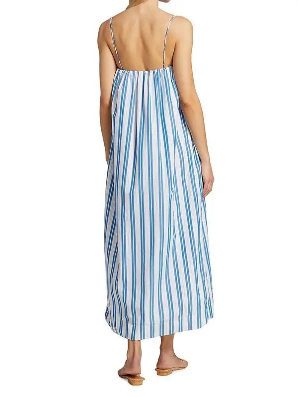 stripe cotton dress in daphne by ganni Striped Organic - 70% Off this dress is a Size:16.5in / 42cm / L Mini wrap dress group: peach-blossom-undertone-mesh-corset KissProm Red Mermaid Spaghetti