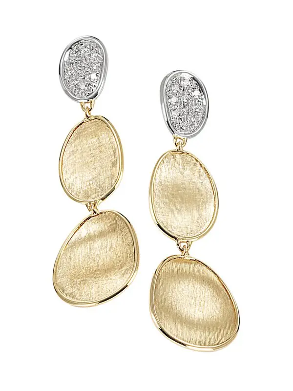 Marco Bicego Lunaria Two-tone 18k & Diamond Petite Triple-drop Earrings - Gold