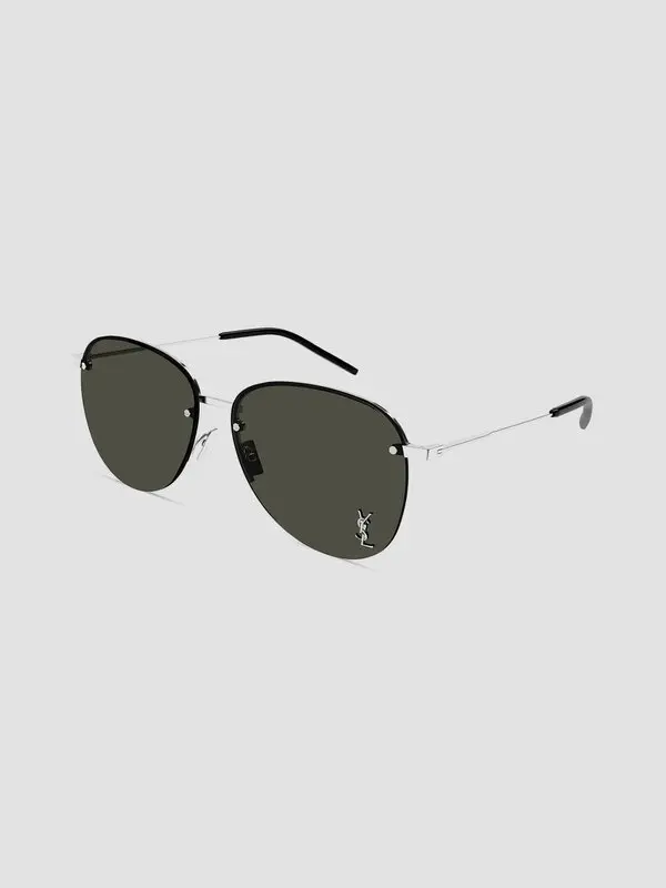 Saint Laurent Metal 61mm Navigator Sunglasses - Silver