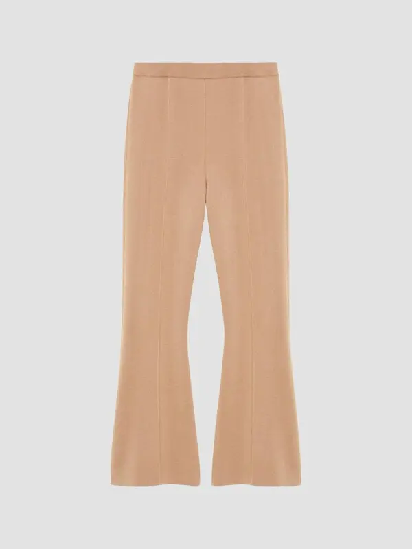 Theory Wool Knit Flared Leg Pants - Light Camel