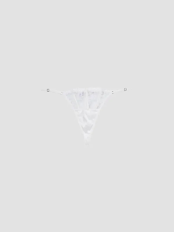 FLEUR DU MAL Frankie Eyelash Lace Thong - Ivory