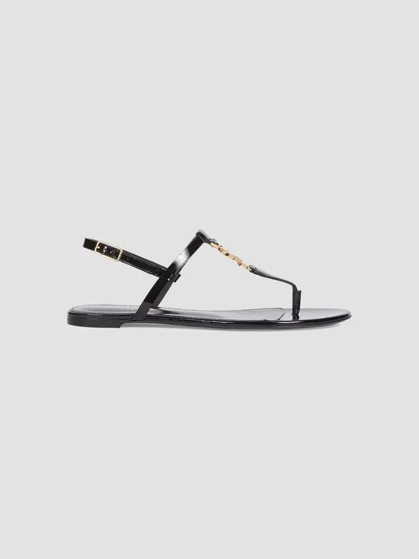Saint Laurent Cassandra Patent Leather Slingback Thong Sandals
