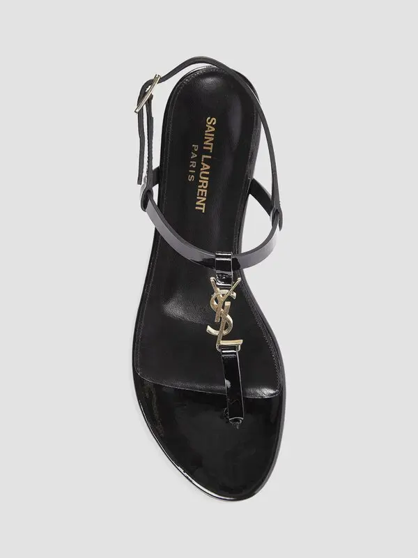 Saint Laurent Cassandra Patent Leather Slingback Thong Sandals