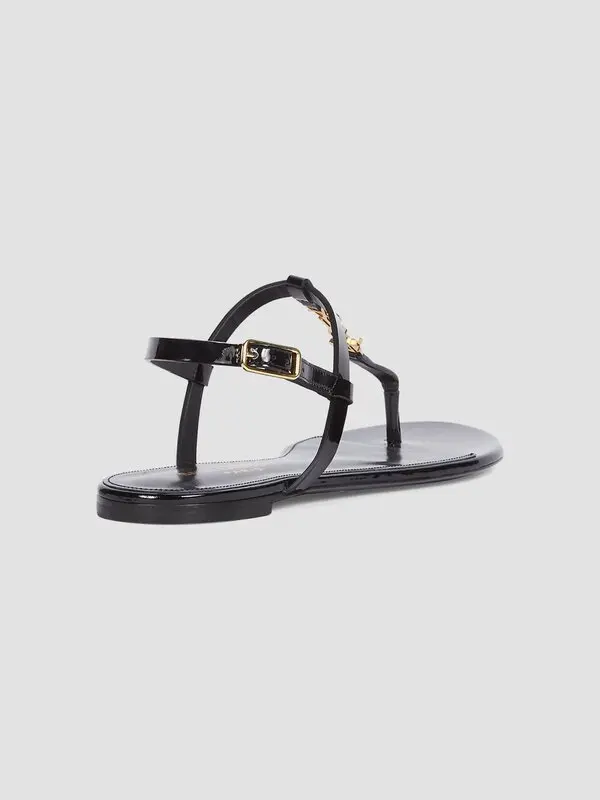 Saint Laurent Cassandra Patent Leather Slingback Thong Sandals
