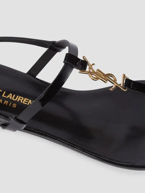 Saint Laurent Cassandra Patent Leather Slingback Thong Sandals