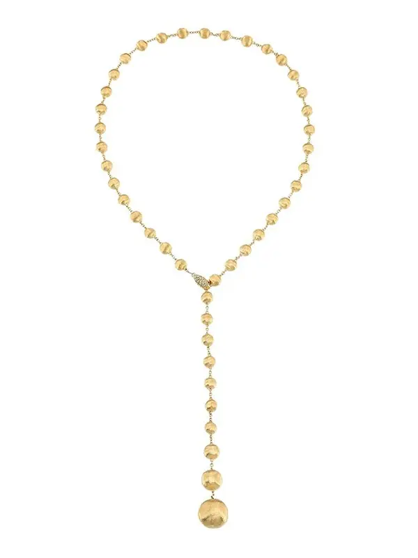 Marco Bicego Africa 18k Yellow & Diamond Hand Engraved Lariat Necklace - Gold