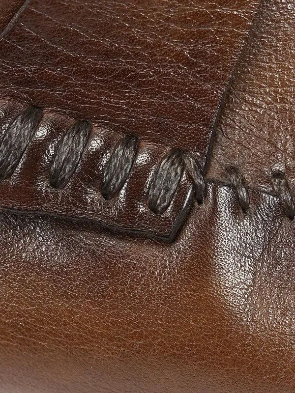 Santoni Paine Leather Moccasin Loafers - Brown