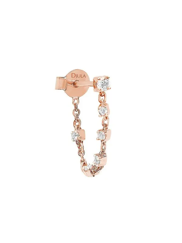 DJULA Glam Rock 18k Rose Gold & Diamond Single Huggie Hoop - Pink Gold
