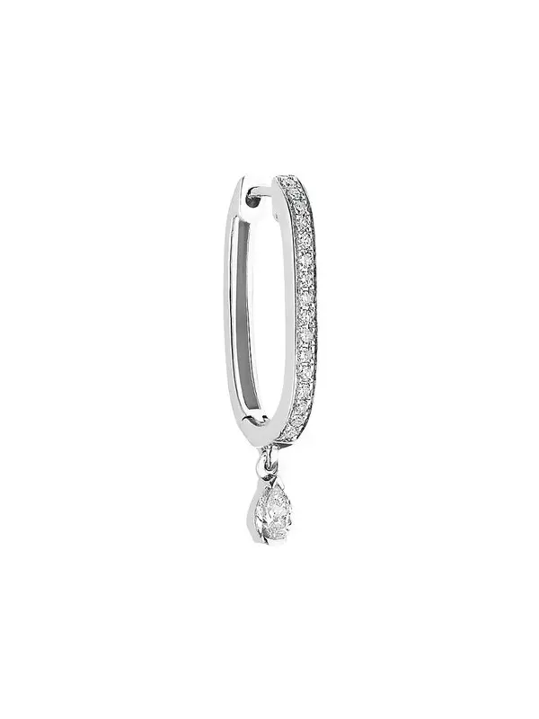 DJULA Glam Rock 18k & Diamond Oval Hoop Earring - White Gold