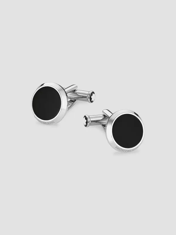 Montblanc Meisterstück Stainless Steel & Black Onyx Cufflinks - Silver