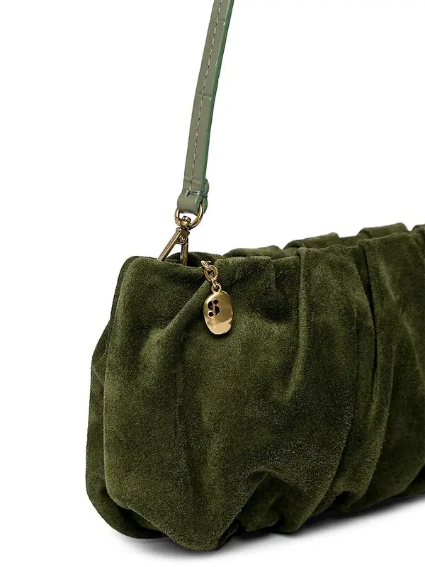 Staud Bean Ruched Suede Covertible Bag
