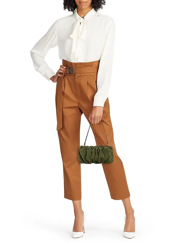 Staud Bean Ruched Suede Covertible Bag