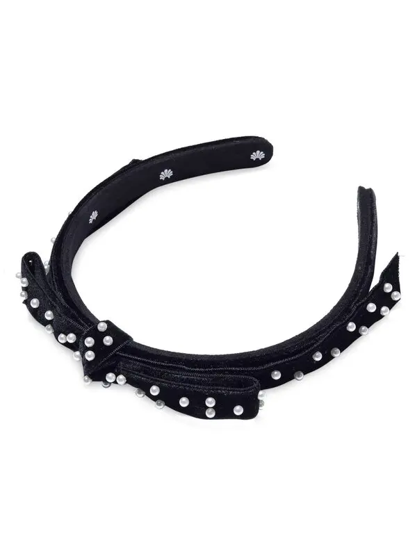 Lele Sadoughi Pearl Bardot Ribbon Slim Headband - Black