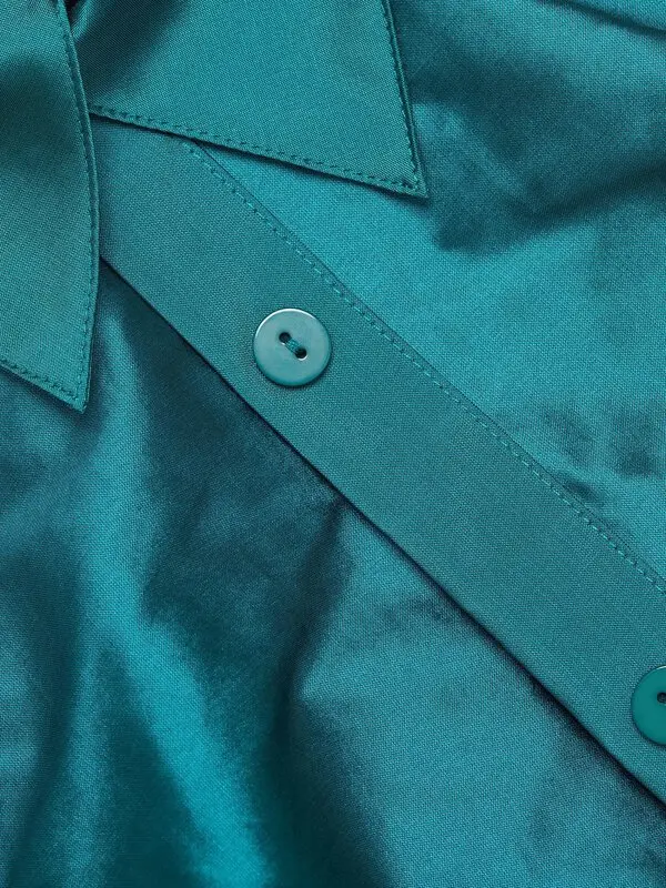 Rickie Freeman For Teri Jon Taffeta Laser Cut Shirtdress - Teal