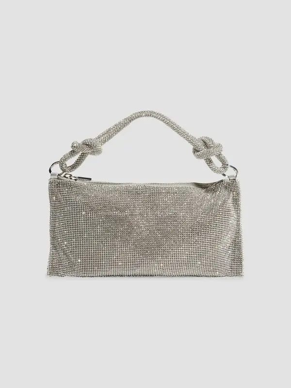 Cult Gaia Nano Hera Rhinestone Mesh Shoulder Bag - Silver