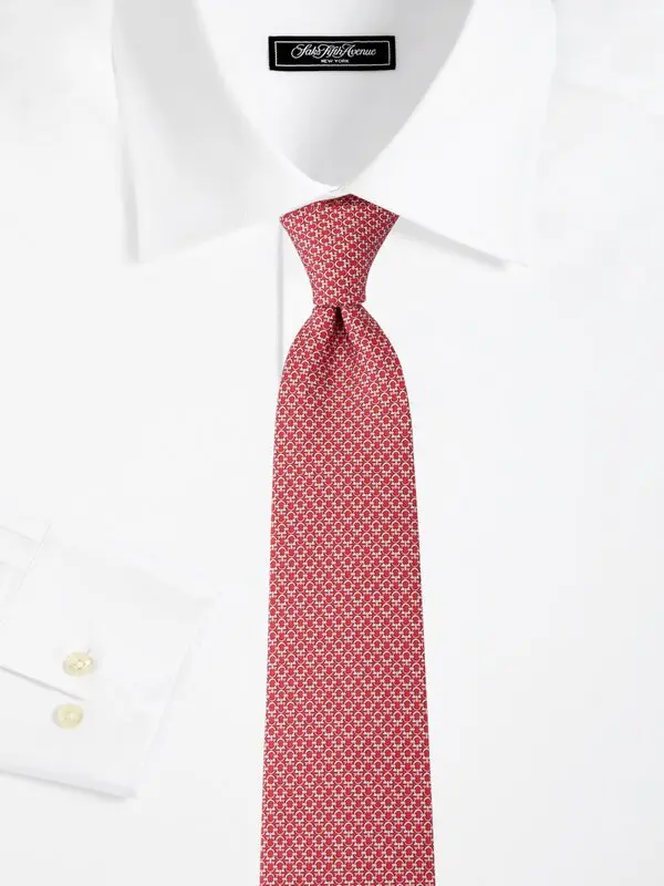 FERRAGAMO Tonal Gancini Silk Tie - Red