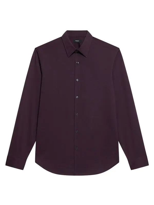 Theory Sylvain Structure Knit Shirt - Deep Eggplant