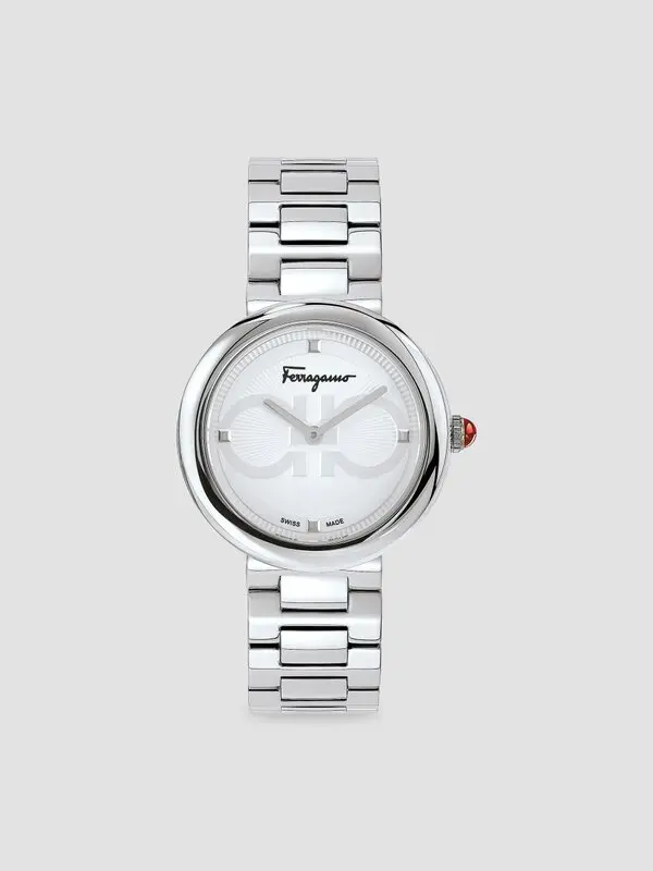 FERRAGAMO Chic Stainless Steel Bracelet Watch - Silver