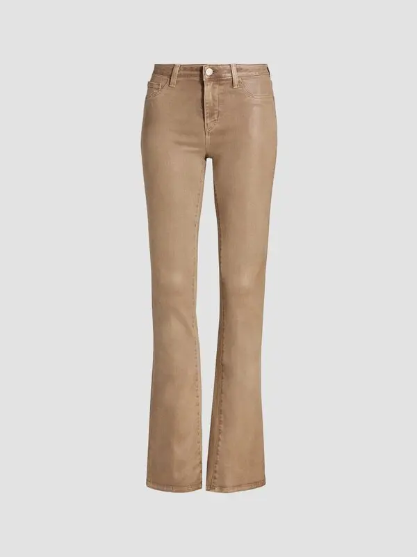 L'Agence Selma Coated Baby Bootcut Jeans - Medium Brown
