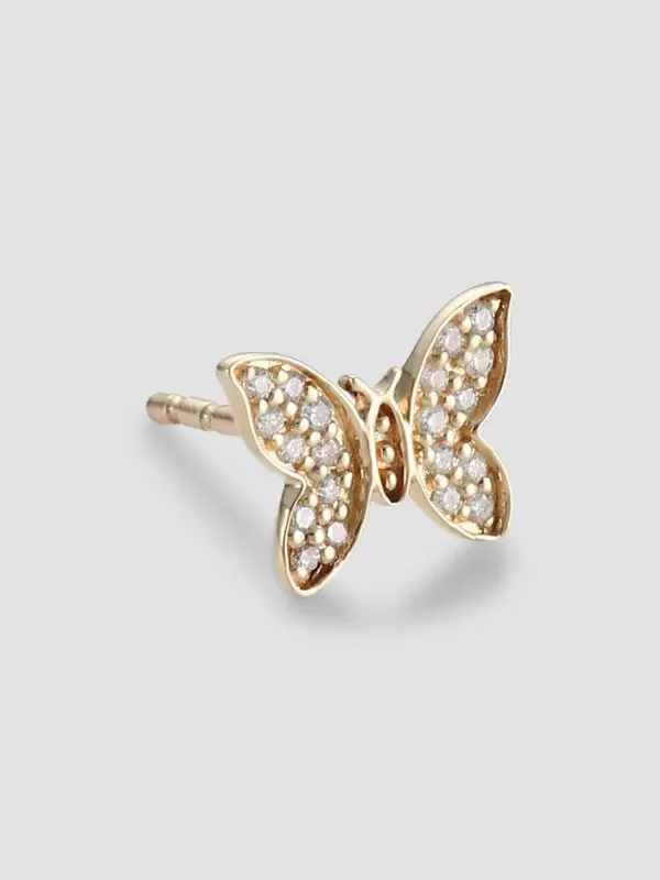 SYDNEY EVAN 14k & Diamond Tiny Butterfly Single Stud Earring - Gold