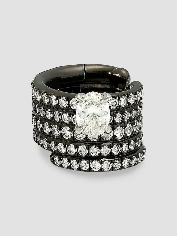 REPOSSI Blast 18k Gold & Diamond Pavé Stacked Single Ear Cuff - Black