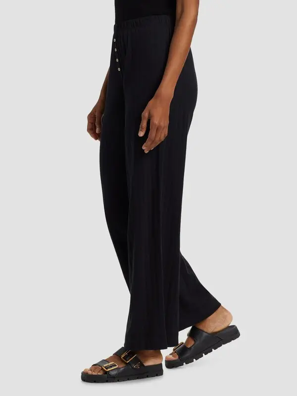 LESET Boxer Rib-knit Pants - Black