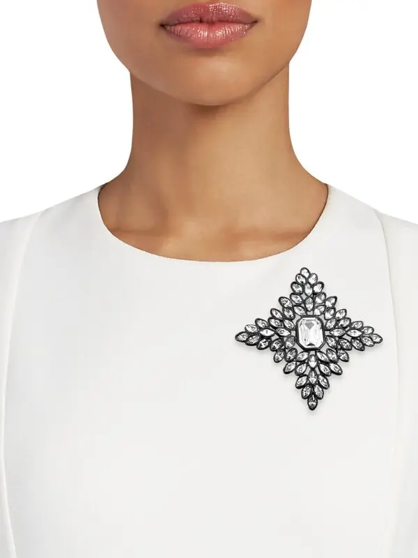 KENNETH JAY LANE Black Line Cruciform Brooch