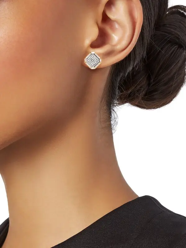 Nina Gilin Two-tone & Diamond Octagon Stud Earrings