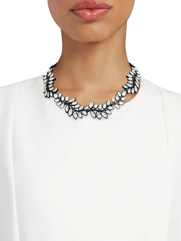 KENNETH JAY LANE Black Enamel & Leaf Choker Necklace