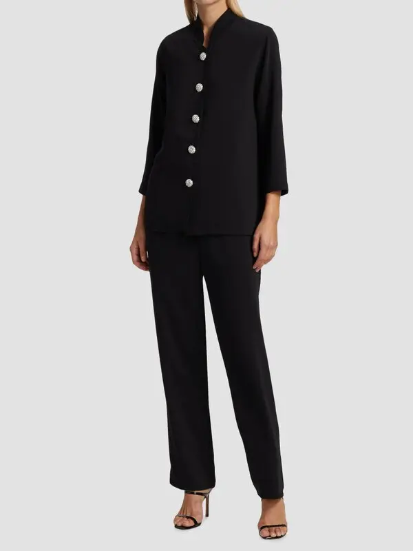 Caroline Rose Suzette Pavé-button Crepe Jacket