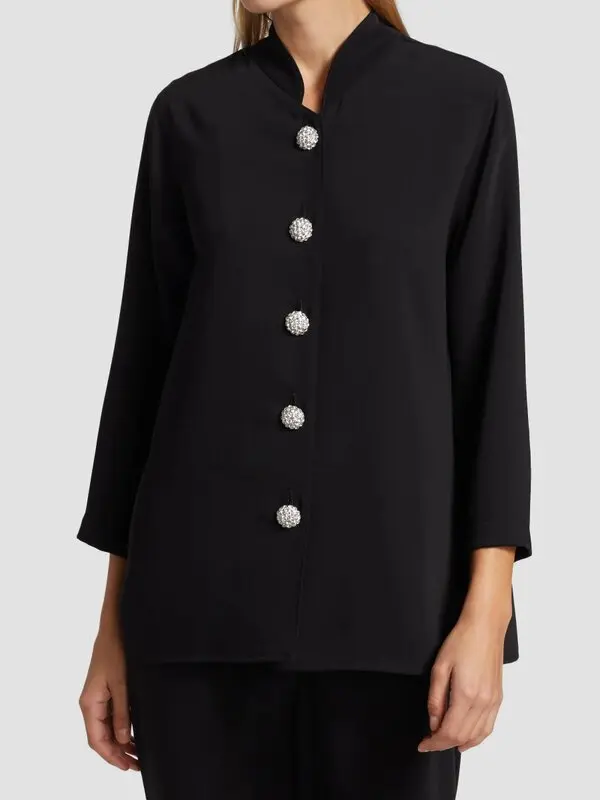 Caroline Rose Suzette Pavé-button Crepe Jacket