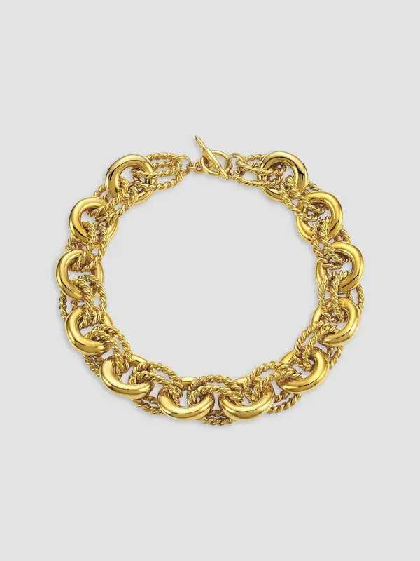 KENNETH JAY LANE Polished 22k Goldplated Double-twist Link Collar Necklace