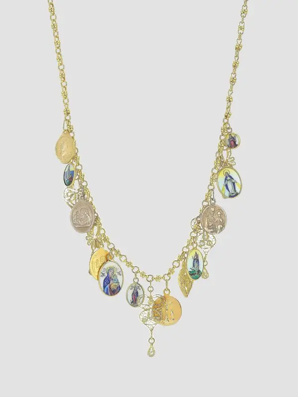 Dolce & Gabbana 18k Yellow & Antique Pendant Charm Necklace - Gold