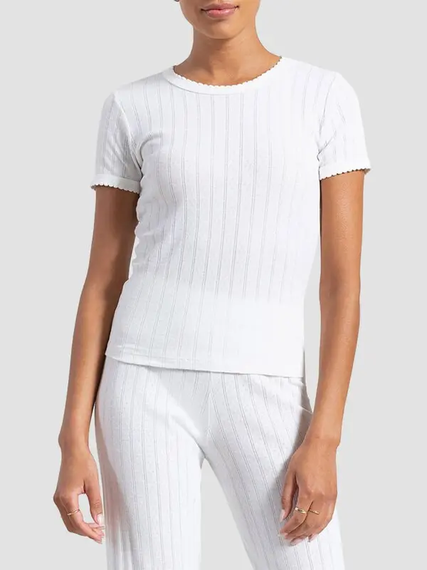 LESET Pointelle Crewneck T-shirt - White