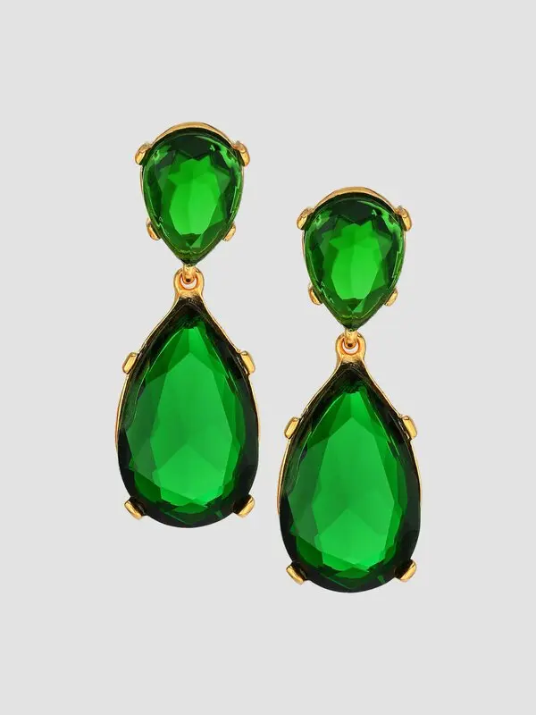 KENNETH JAY LANE Color Crystal Double-teardrop Earrings - Emerald