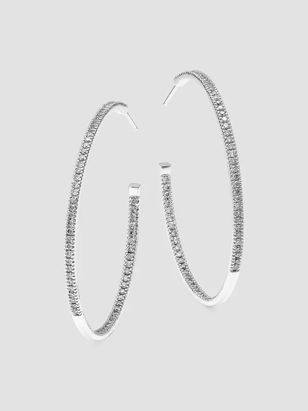 SYDNEY EVAN 14k & Diamond Pave Hoop Earrings - White Gold