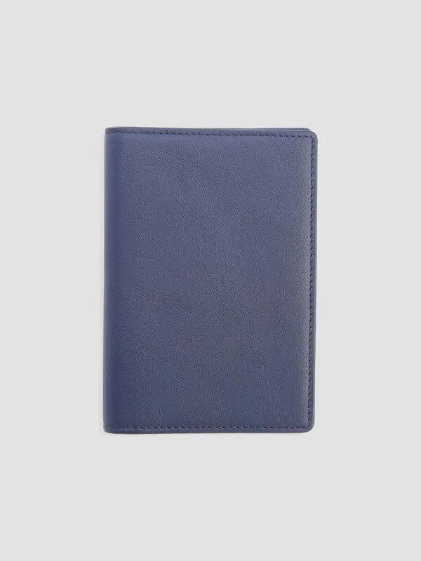 ROYCE NEW YORK Rfid-blocking Leather Passport Case - Navy Blue