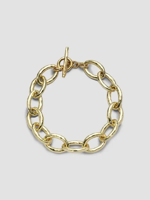 Ippolita Classico 18k Yellow Hammered Bastille Mini Link Bracelet