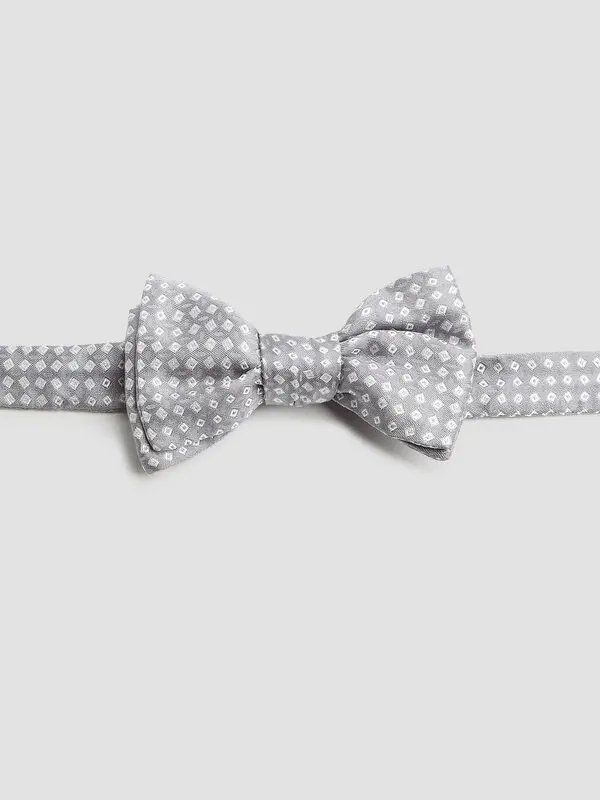Charvet Neat Square Silk Bow Tie - Grey Multi