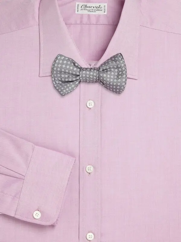 Charvet Neat Square Silk Bow Tie - Grey Multi