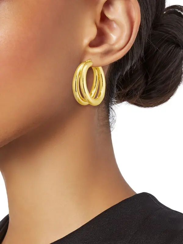 Roberto Coin 18k Double Hoop Earrings/32mm