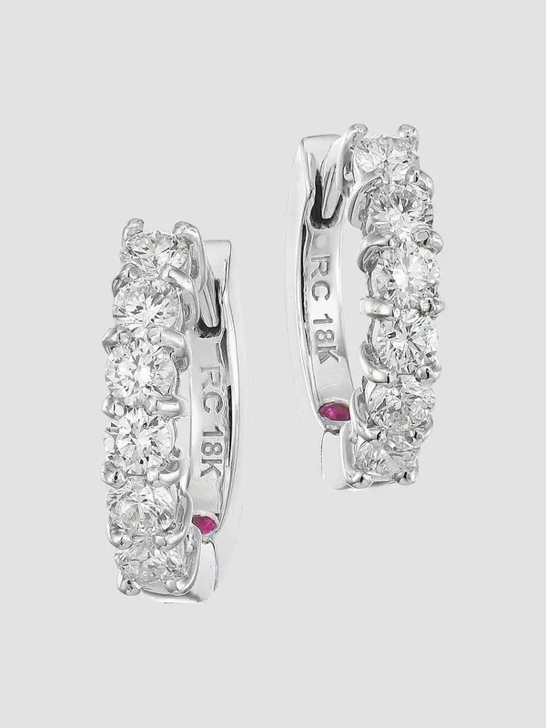 Roberto Coin 18k & 0.70 Tcw Diamond Huggie Hoop Earrings/13mm - White Gold