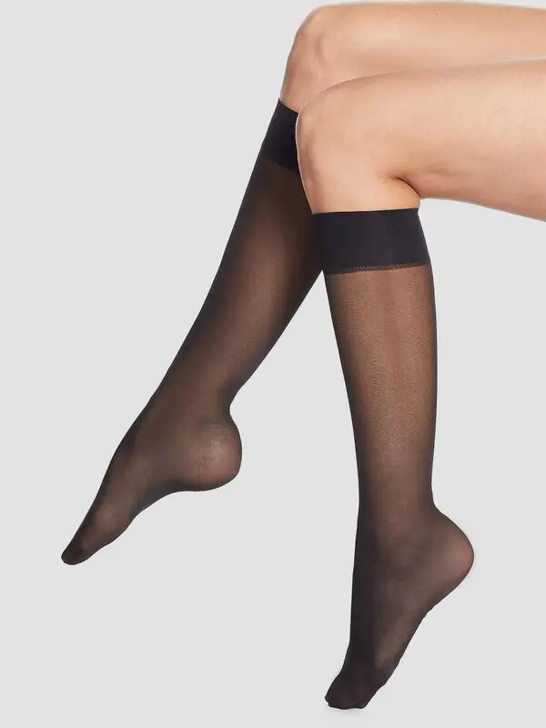 Wolford Satin Touch 20 Sheer Knee Highs - Black