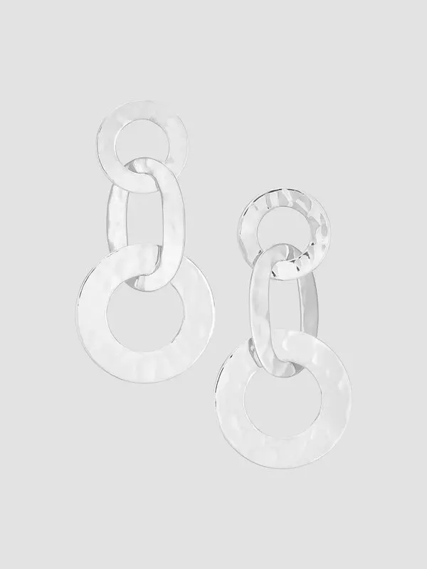 Ippolita Classico Sterling Hammered Triple Roma Link Circle Drop Earrings